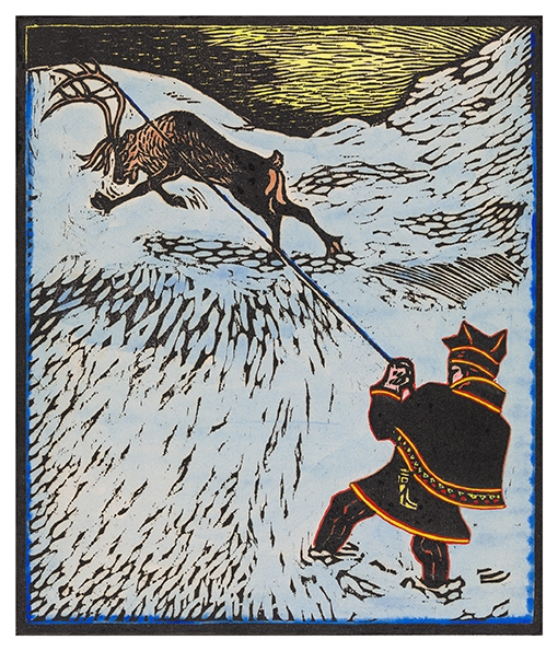 John Savio - "Mannen med Reinokse" (håndkolorert) Limited XL ...